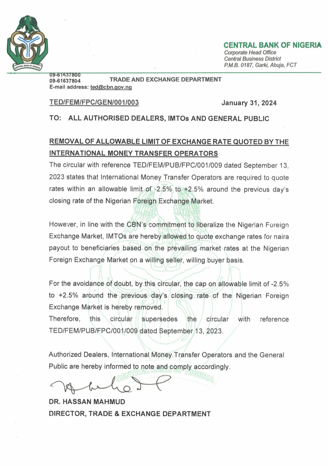 CBN Removes Exchange Rate Cap for International Money Transfer ...